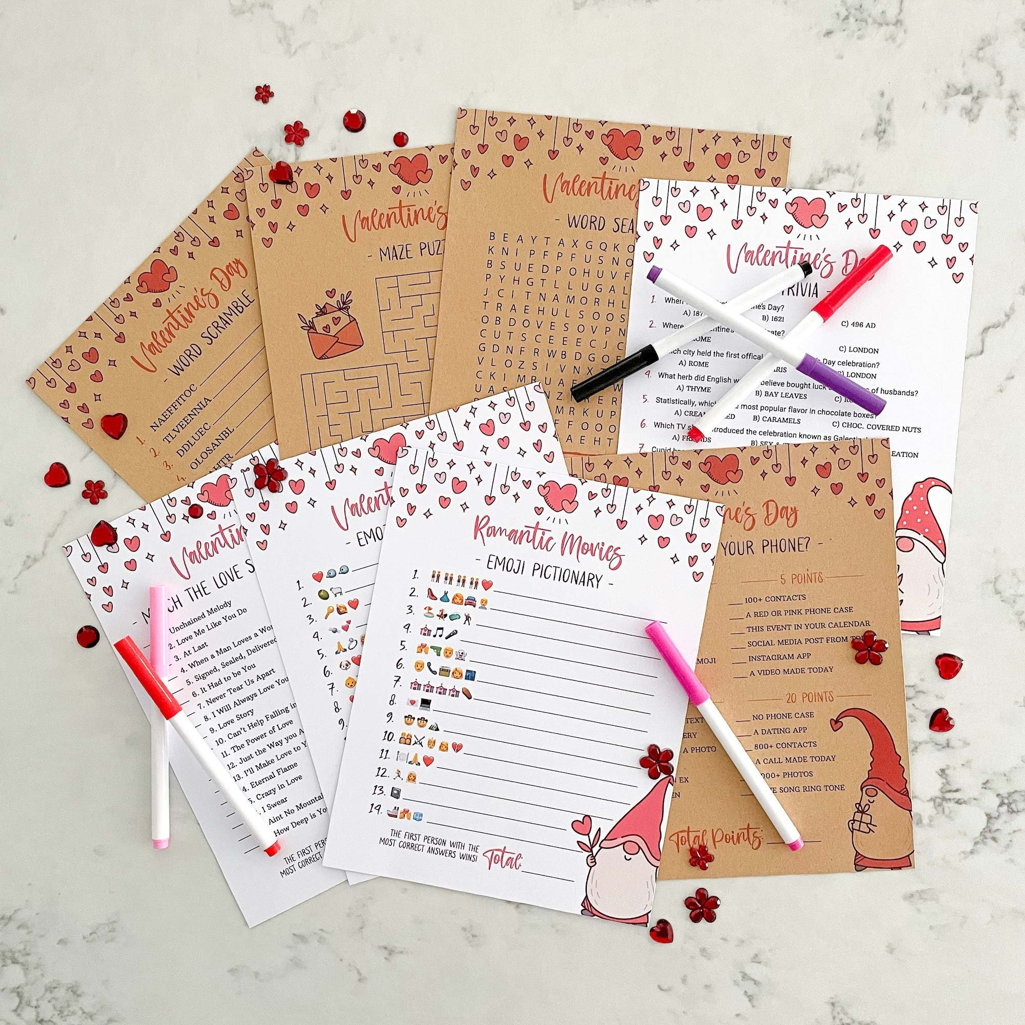 Valentines Day Game Bundle, Printable Love Games, Puzzles | Galentines ...