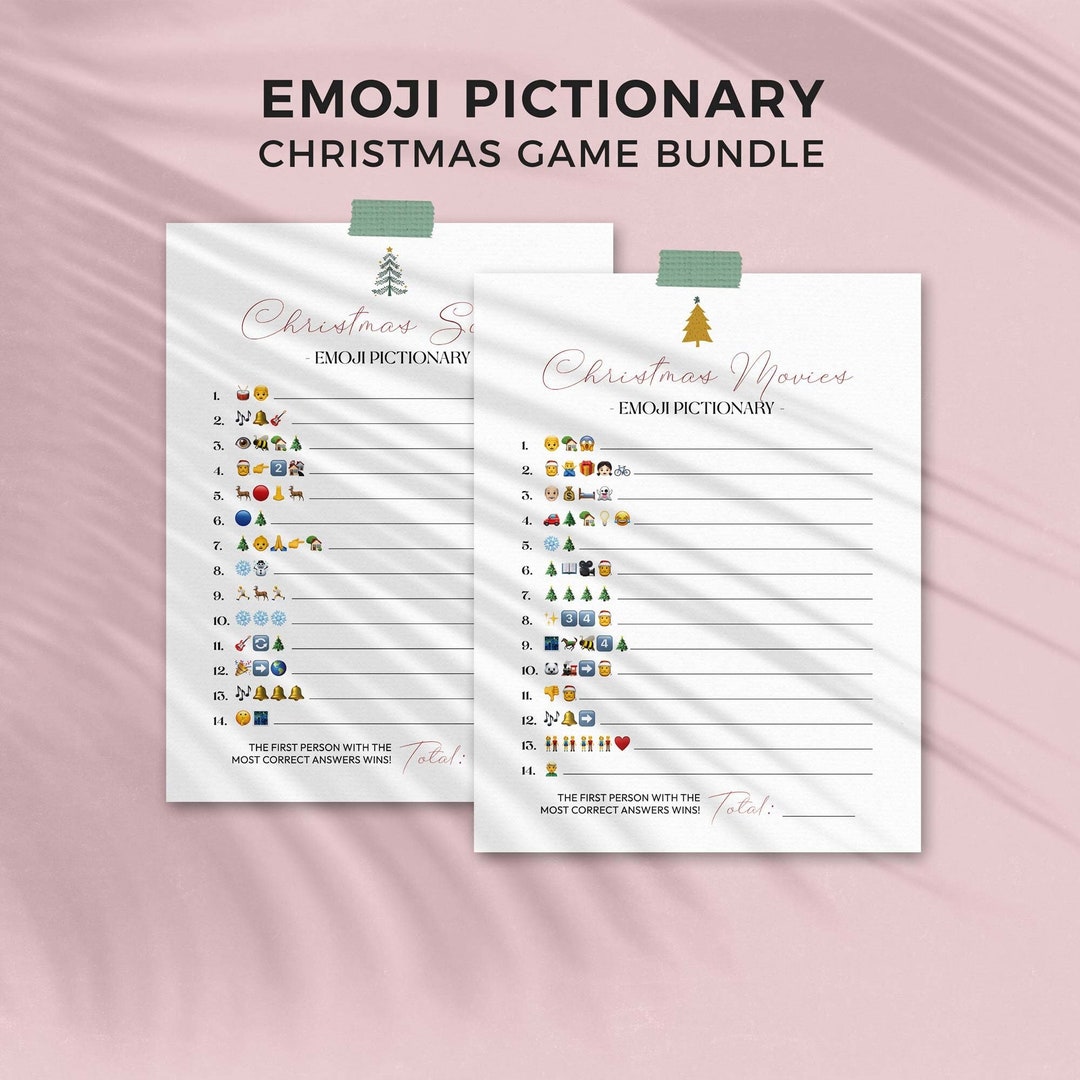 Christmas Printable Games, Emoji Pictionary Songs + Movie Bundle ...
