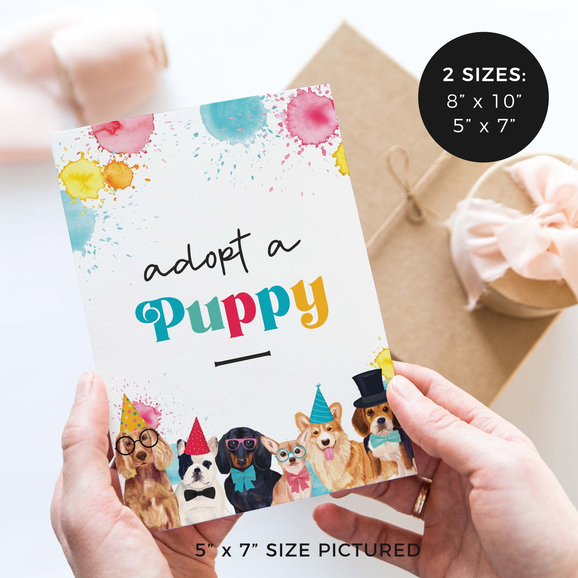 Adopt a Puppy Sign | Printable Table Decor for Boy or Girl Dog Party ...