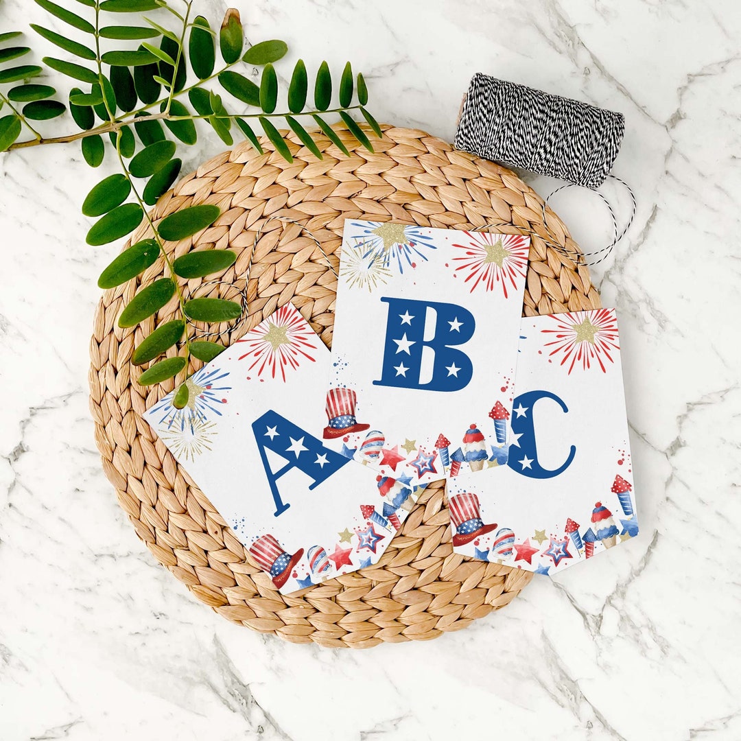 Editable 4th of July Banner Bunting Printable Template | Independence ...