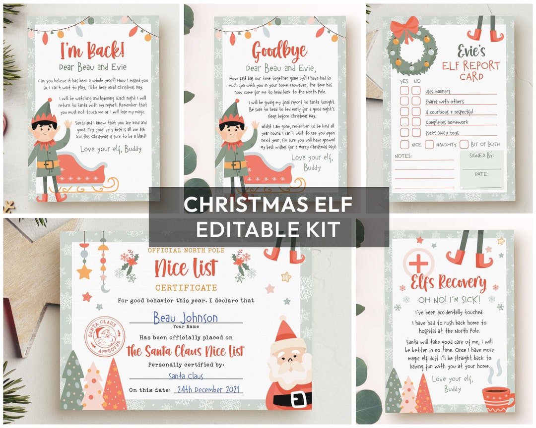 Editable Christmas Elf Kit | Christmas Elf Arrival + Goodbye Letter ...