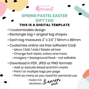 Printable Easter Gift Tags | Editable Happy Easter Cookie Favor Thank ...