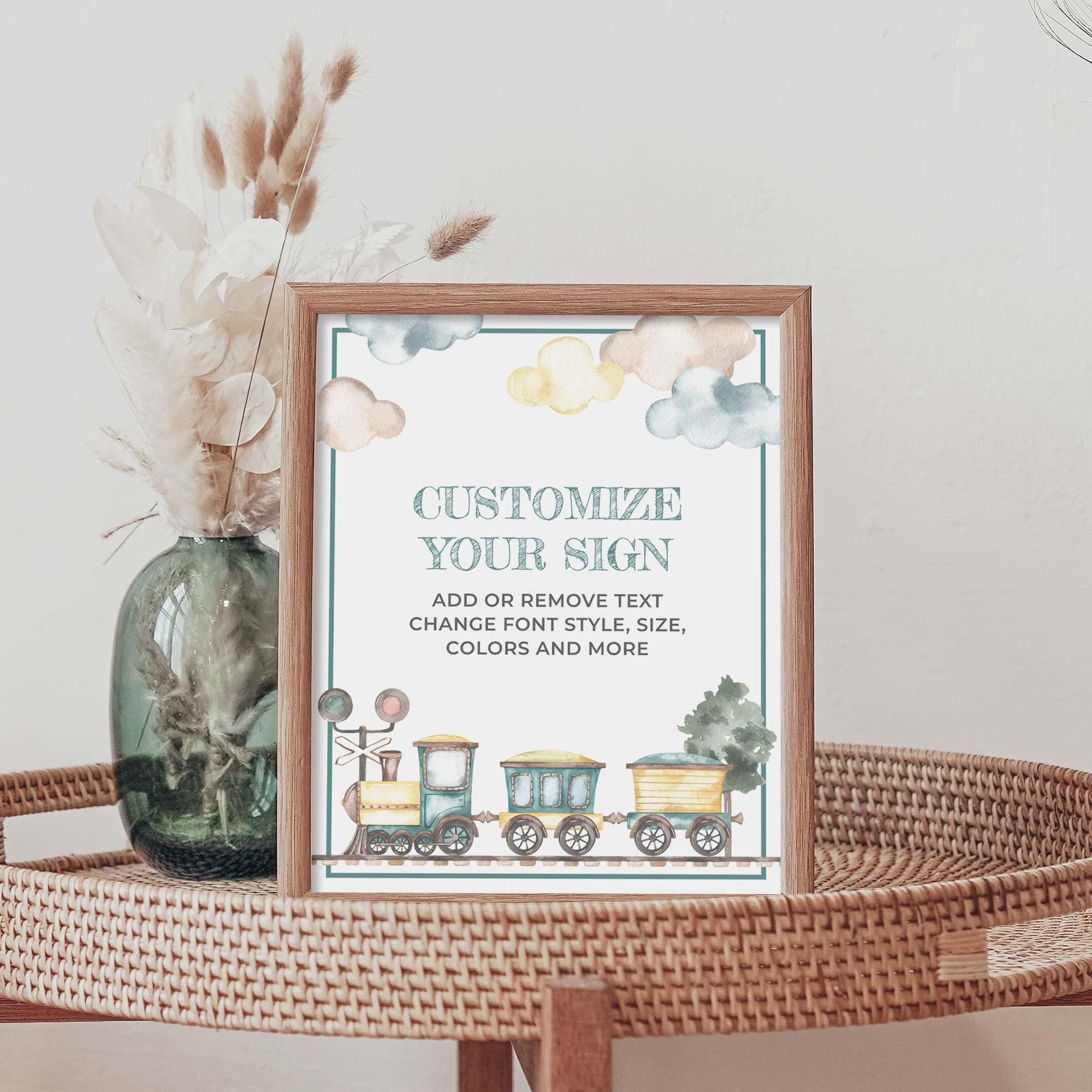 Editable Vintage Train Party Sign Printable Template | Boys Birthday ...