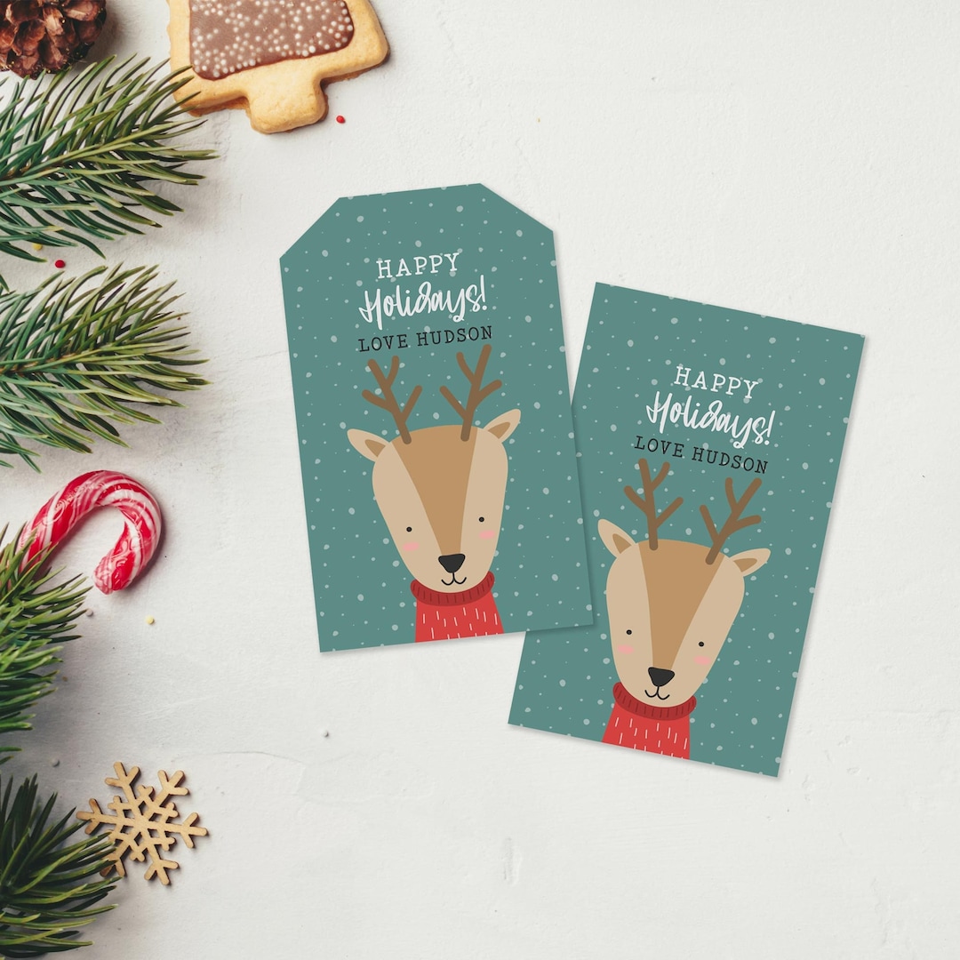 Christmas Gift Tag Printable Deer, Editable Instant Download | Cute ...