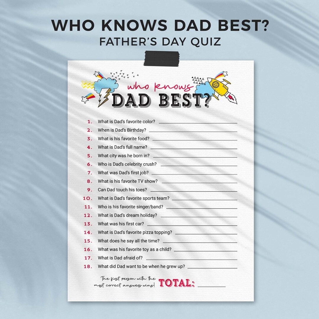Father's Day Printable Game, Who Know's Dad Best Activity | Superhero ...