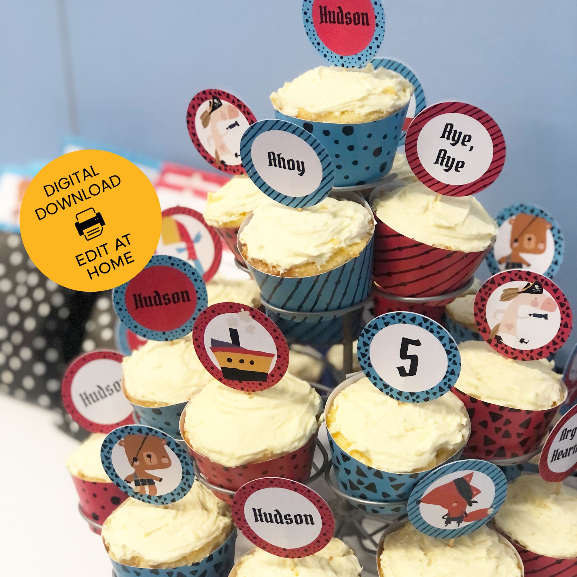 Pirate Treat Bag Toppers, Editable Cards | Pirate Birthday Party ...