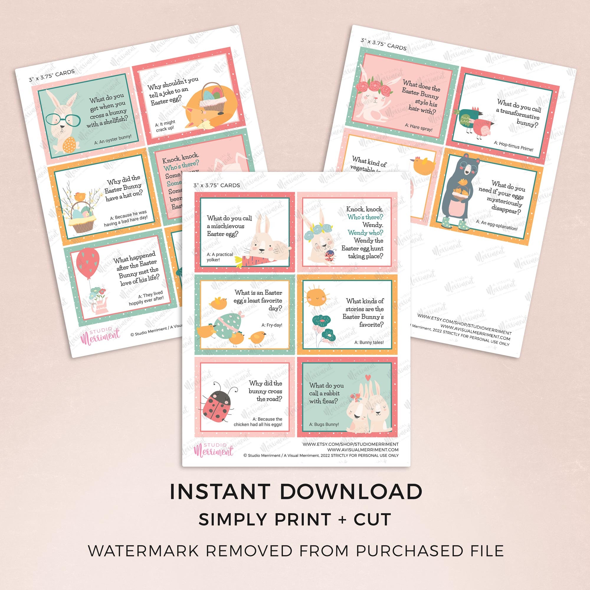 Easter Lunch Box Jokes Printable Cards for Kids | Funny Pastel Easter ...