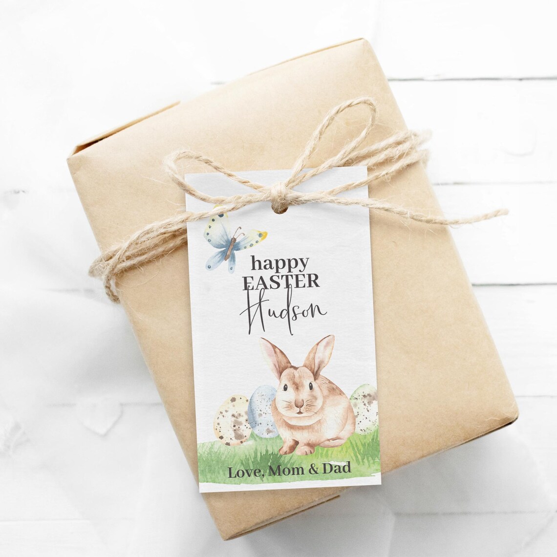 Editable Easter Gift Tag Template Cottage Bunny Butterfly - Etsy
