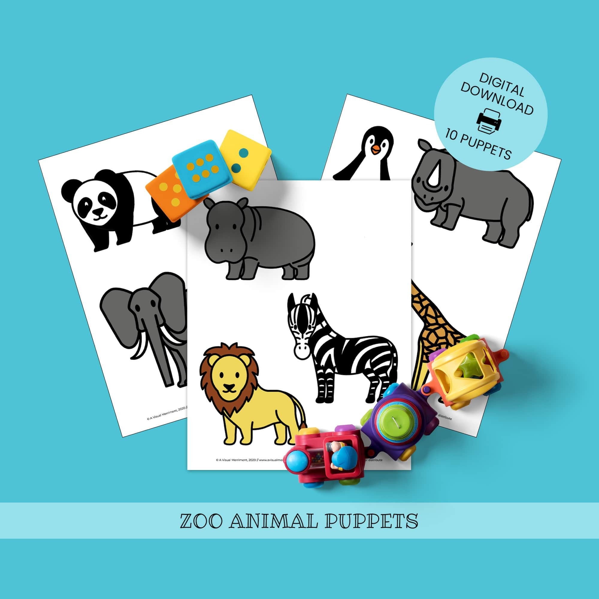 Kids Zoo Animals PUPPETS | Pop Stick Paper Puppets | Childrens Digital ...