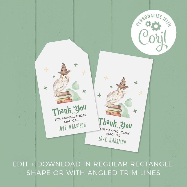 Witch + Wizard Favor Tag, Owl Editable Printable | Magic Birthday ...