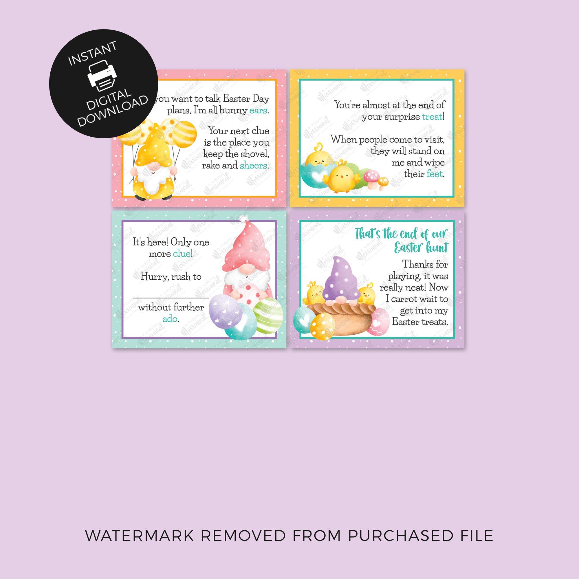 Gnome Outdoor Easter Treasure Hunt Printable Scavenger Egg Hunt Cards ...