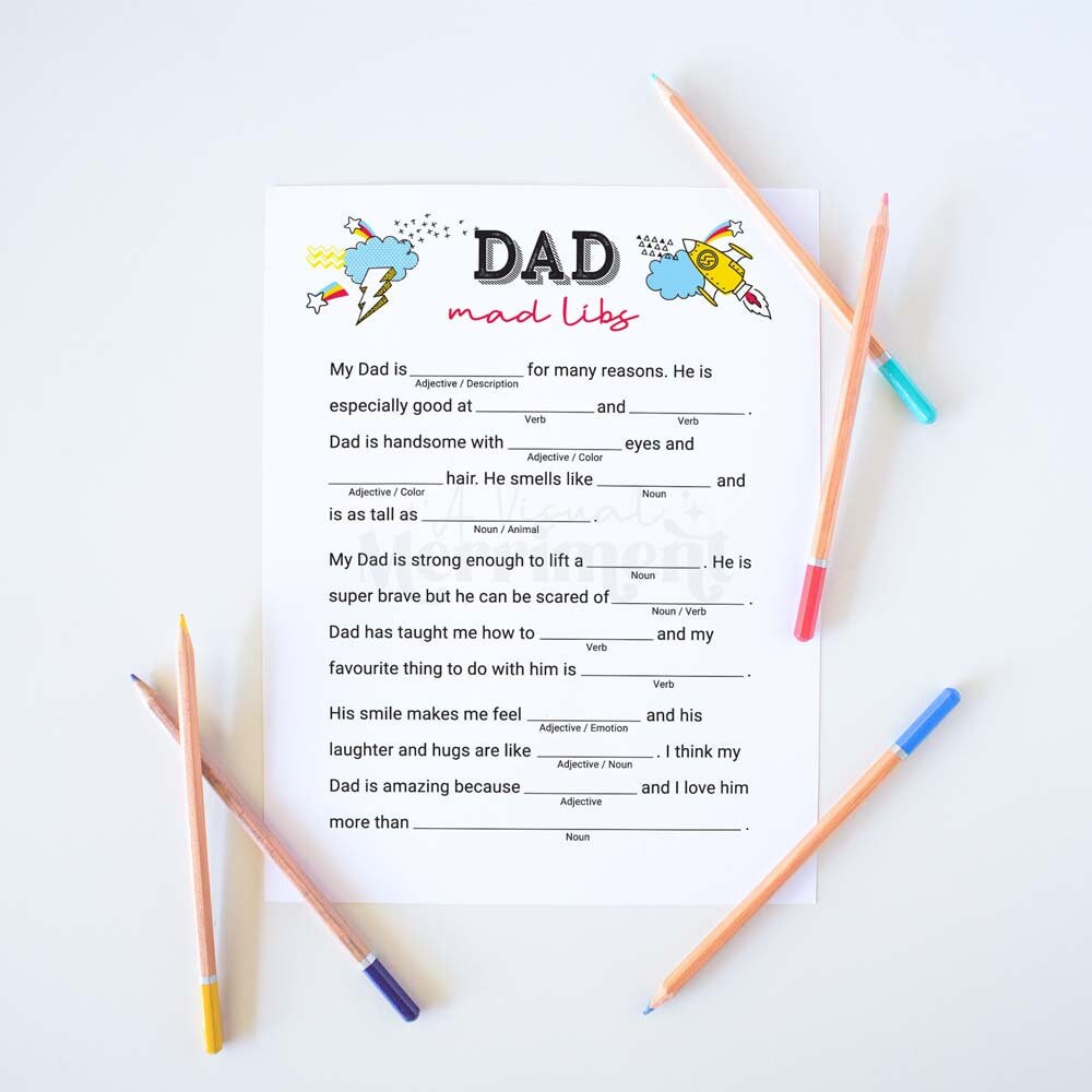 Father's Day Printable Game, Mad Libs Fill in the Blanks Superhero Dad ...