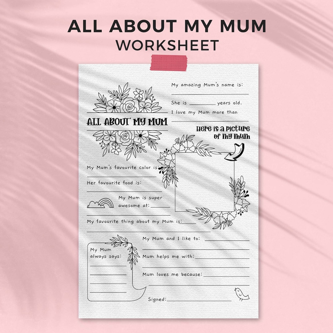 All About Mum Mother's Day Printable Gift Questionnaire | Fill in the ...