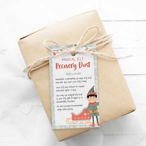 Editable Christmas Elf Magical Recovery Dust Tag | Modern Personalized ...