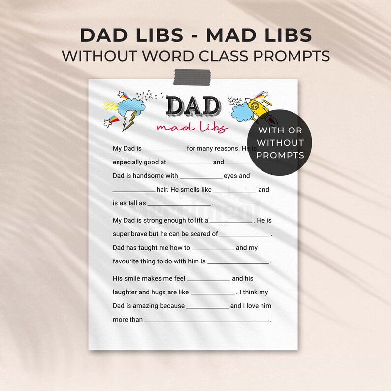 Father's Day Printable Game, Mad Libs Fill in the Blanks | Superhero ...