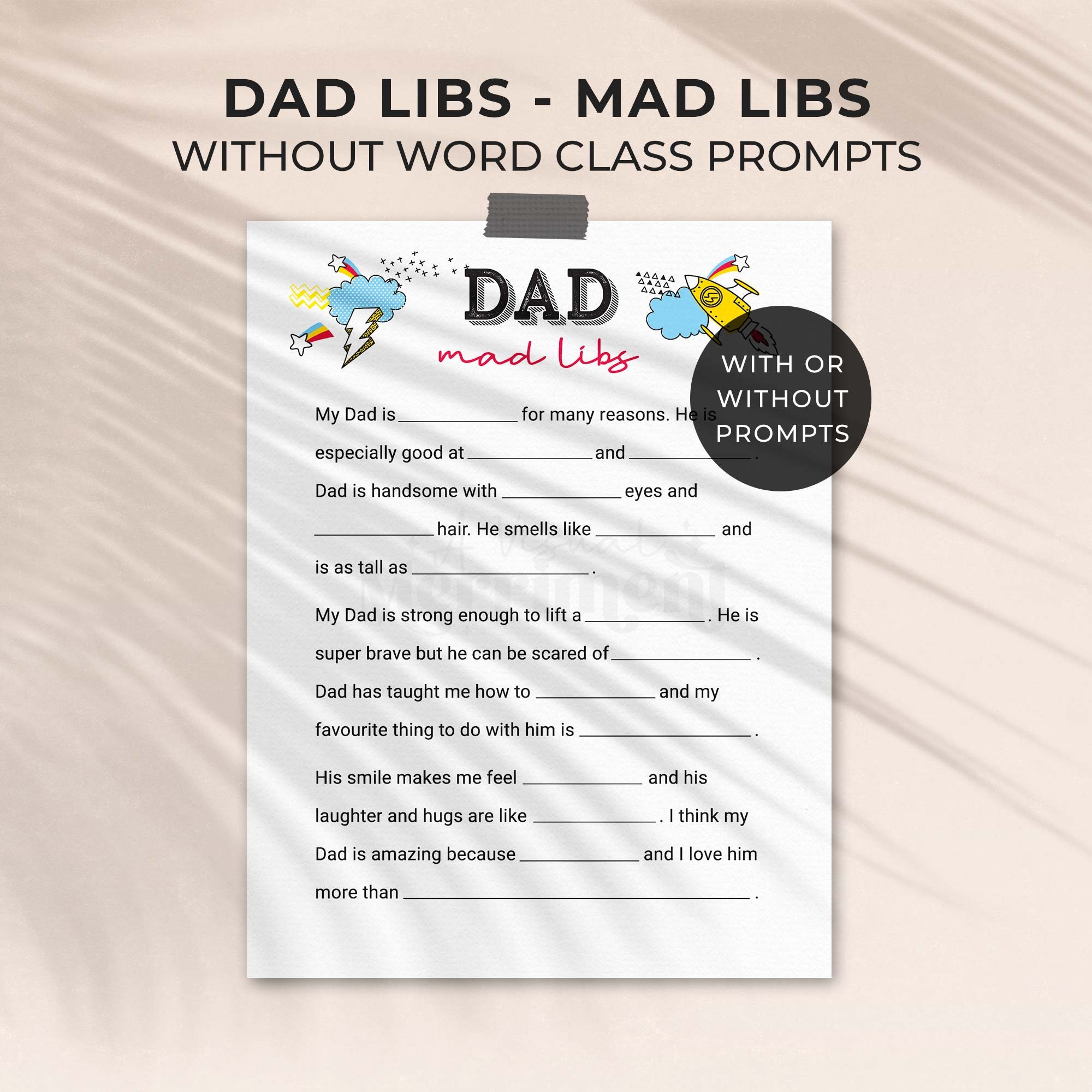 Father's Day Printable Game, Mad Libs Fill in the Blanks Superhero Dad ...
