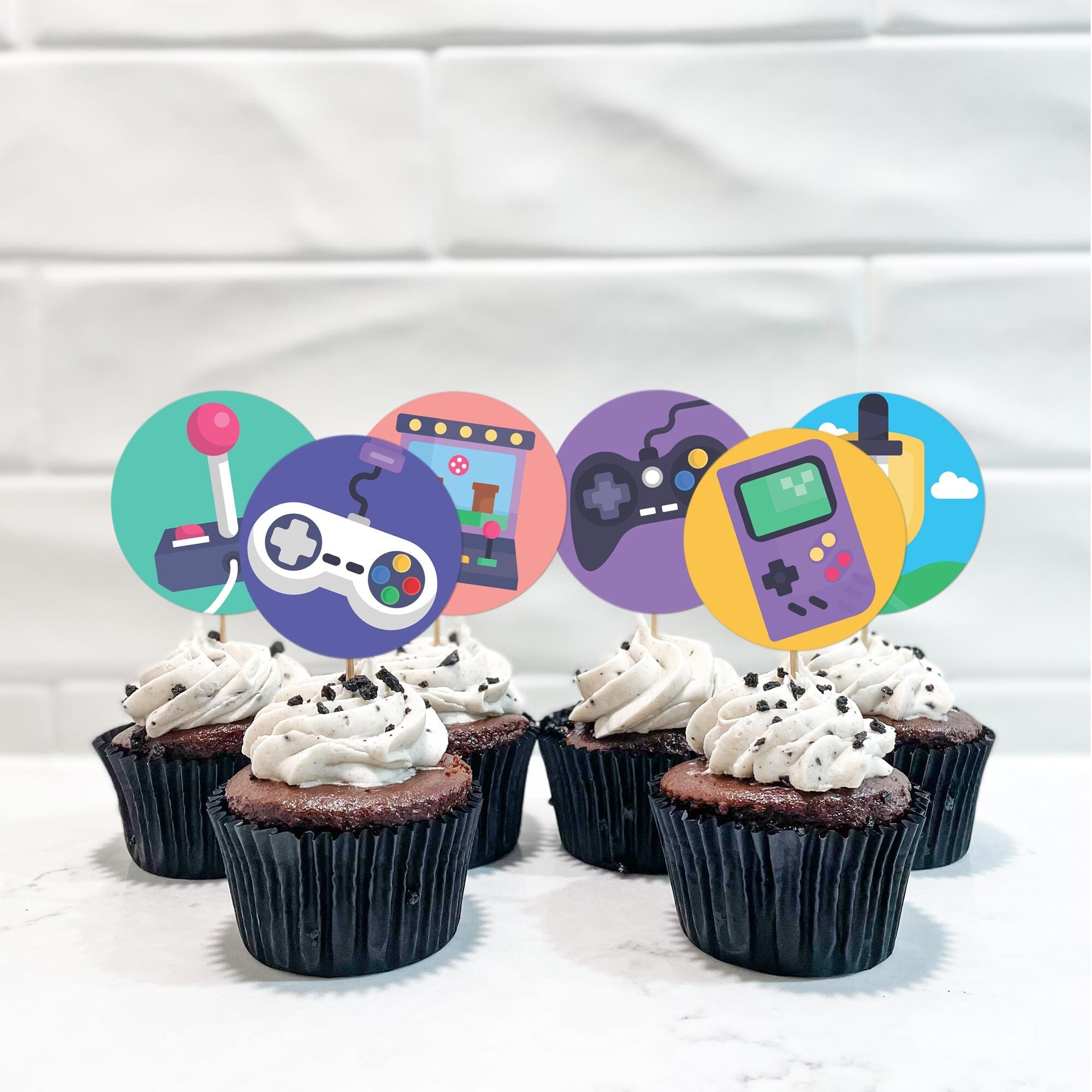 Gamer Cupcake Topper Printable | Game on Birthday Favor Tags Instant ...