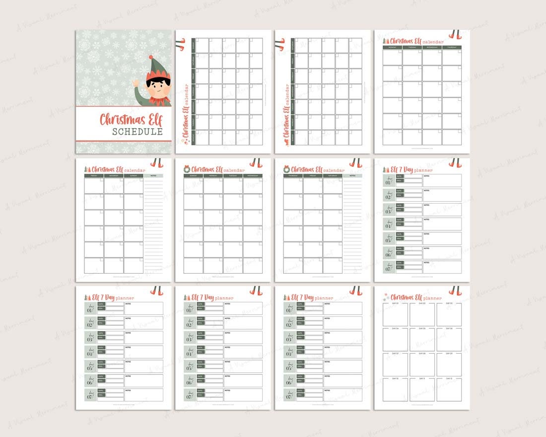Printable Christmas Elf Schedule Planner Calendar Green - Etsy Australia