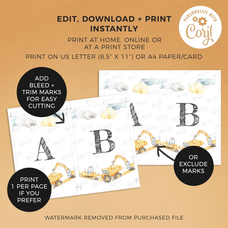 Editable Construction Site Banner Bunting Printable Template - Etsy