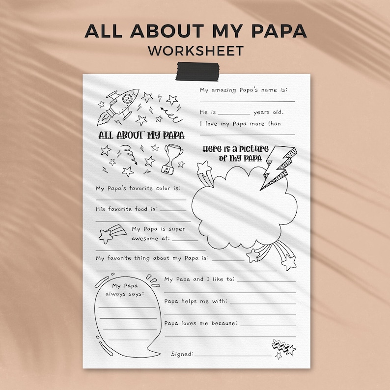 All About Papa Father's Day Printable Gift Questionnaire | Fill in the ...