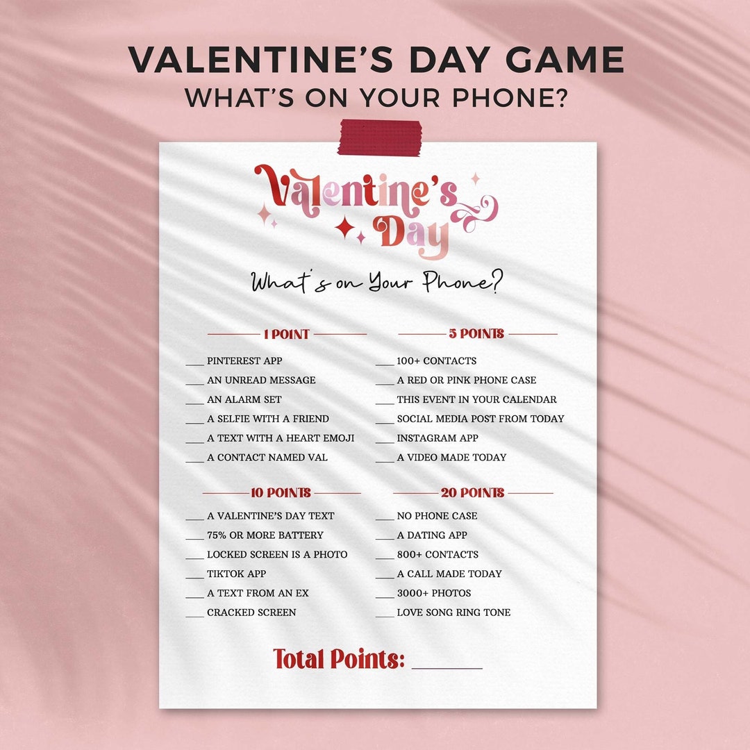 Valentine's Day Printable Game, Whats on Your Phone? | Groovy Retro ...