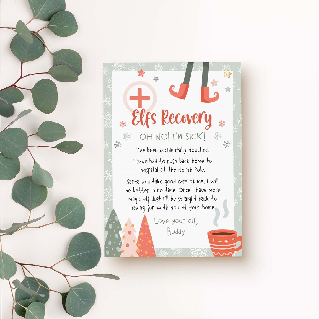 Editable Christmas Elf I'm Sick Recovery Letter | Christmas If Touched ...
