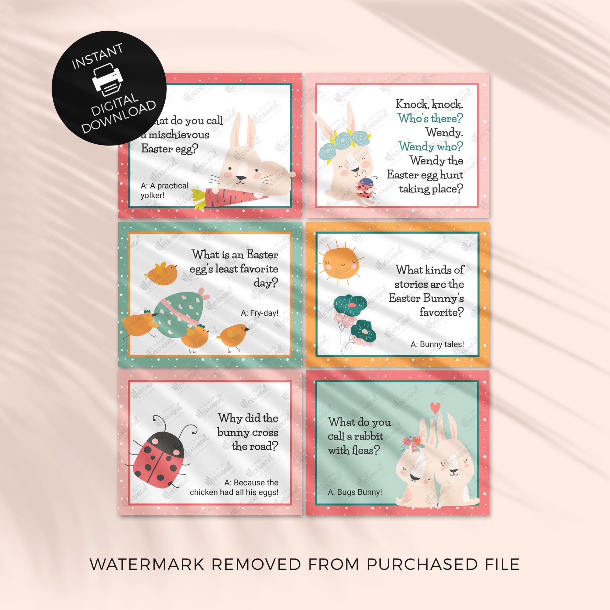 Easter Lunch Box Jokes Printable Cards for Kids Funny Pastel - Etsy