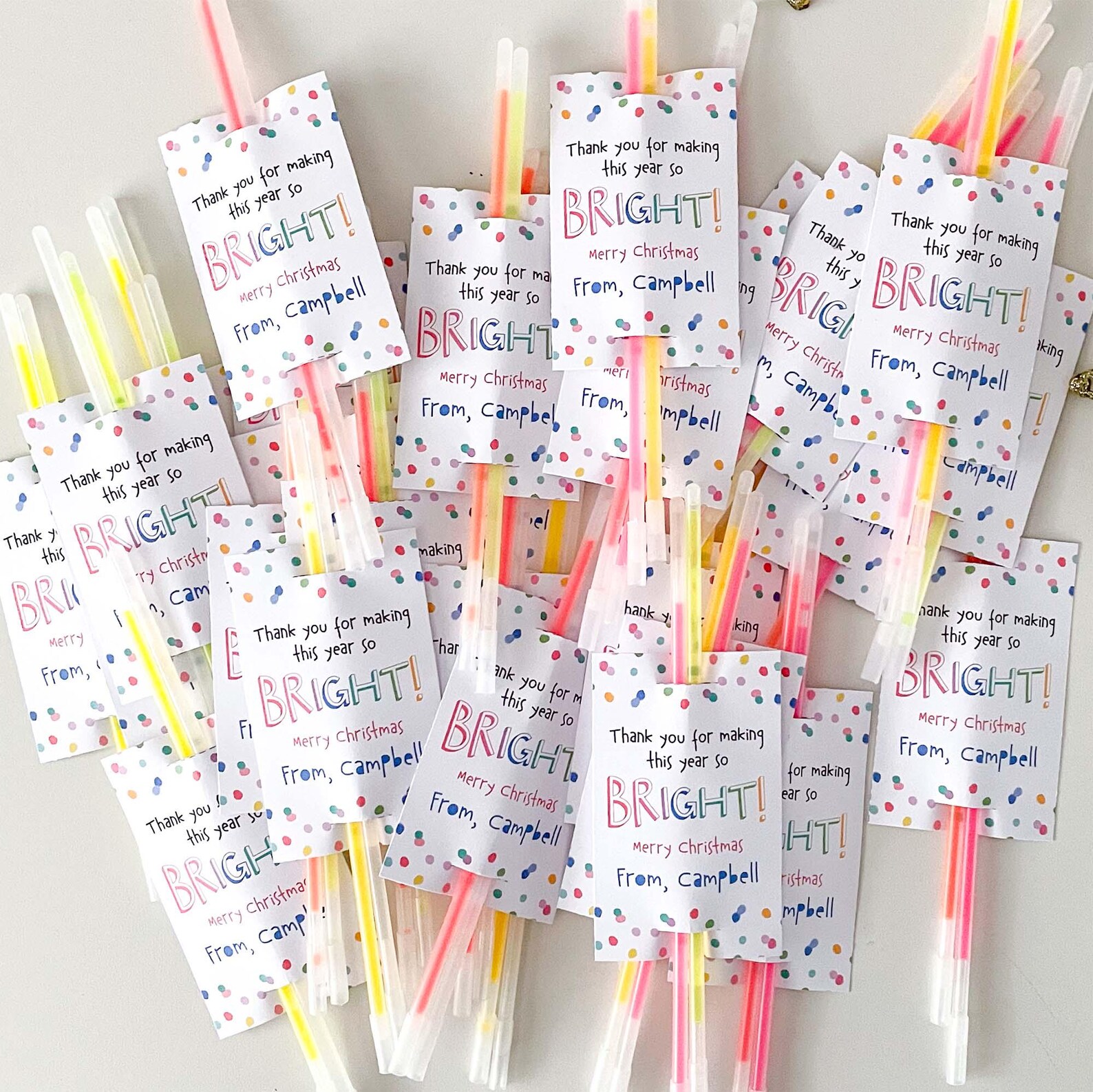 Editable Glow Stick Holder Thank You for Making My Year so Bright End ...