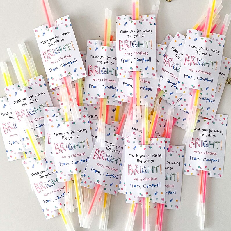 Editable Glow Stick Holder Thank You for Making My Year so Bright End ...