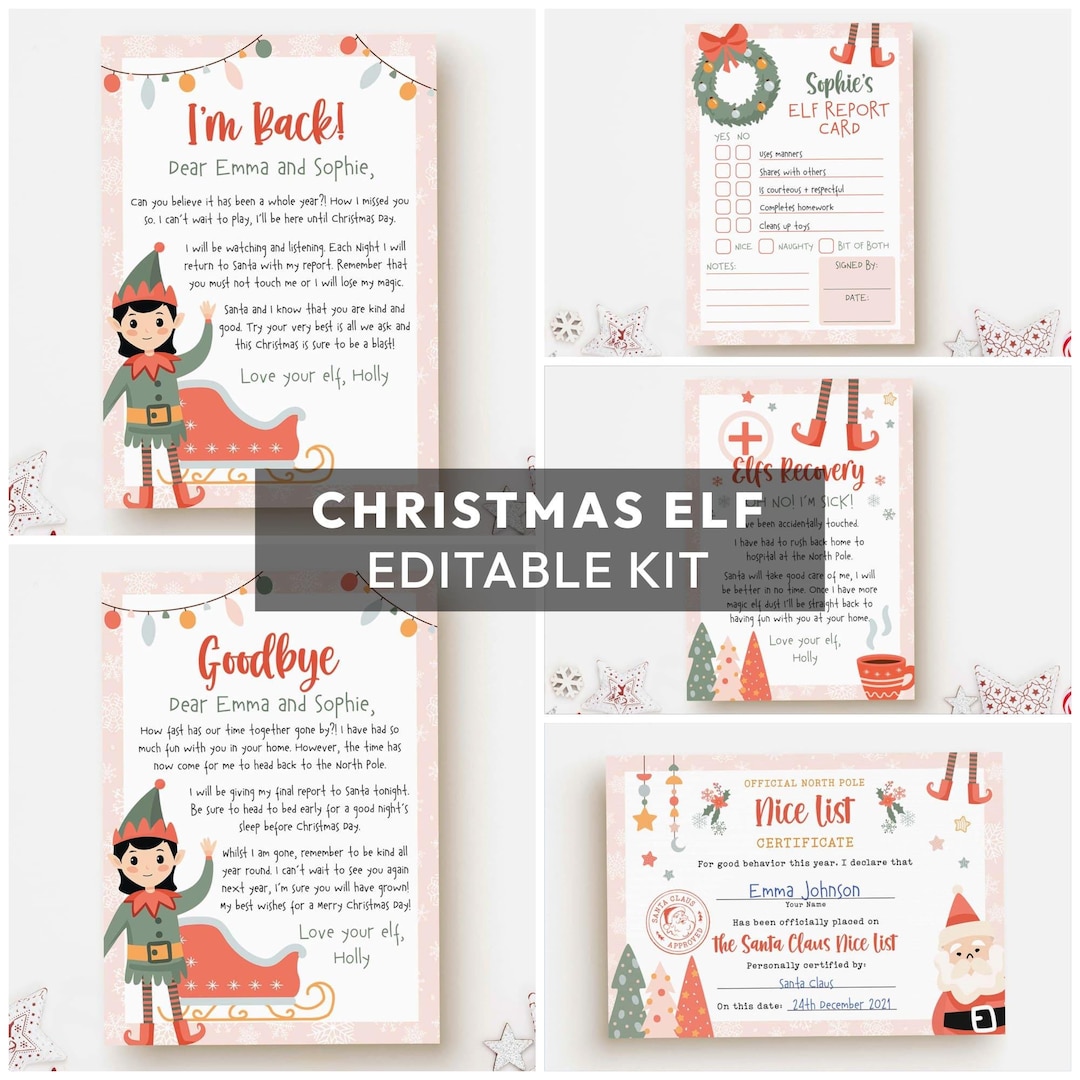 Editable Christmas Elf Kit | Girl Christmas Elf Arrival + Goodbye ...