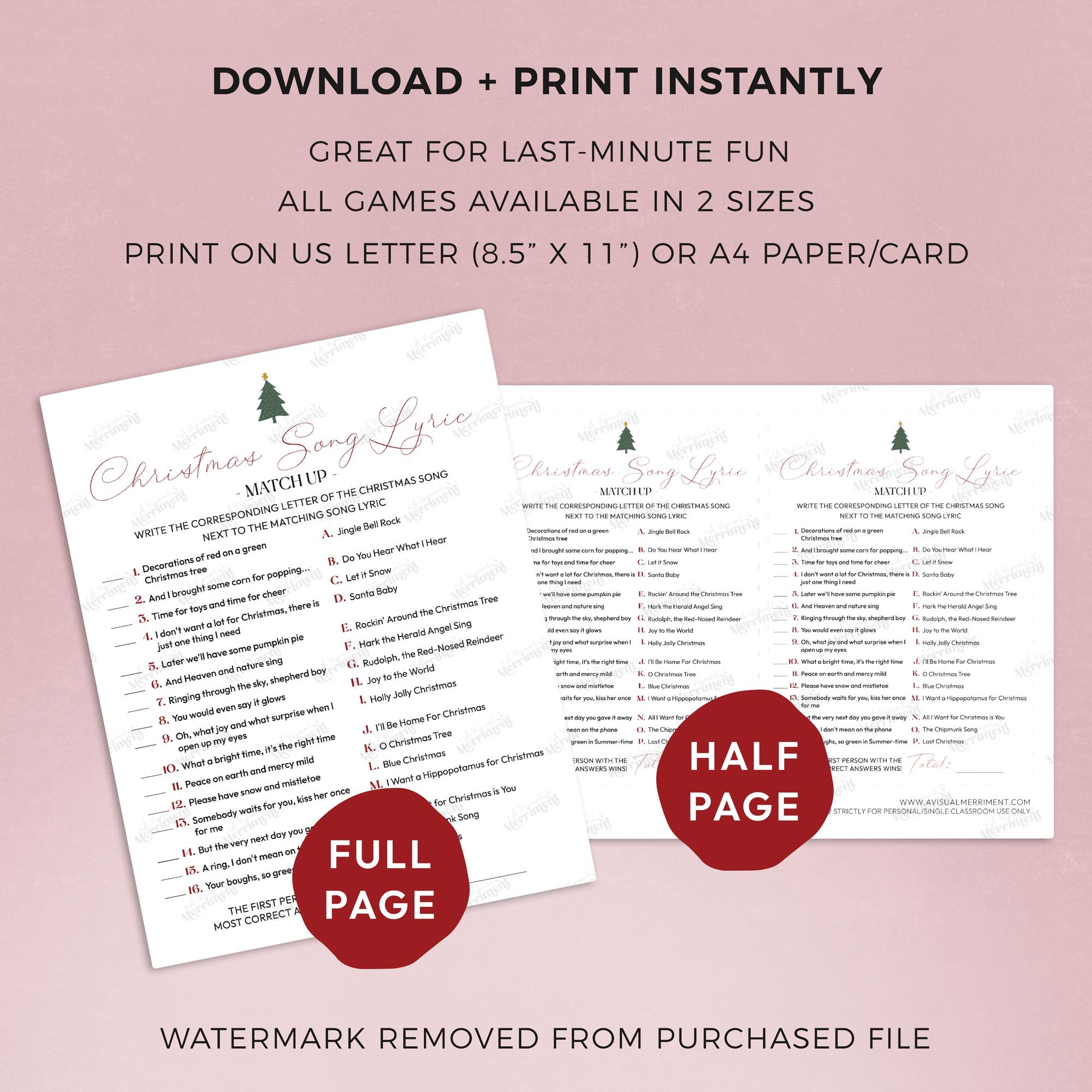 6 Printable Christmas Games Bundle, Movies, Songs + Trivia | Christmas ...