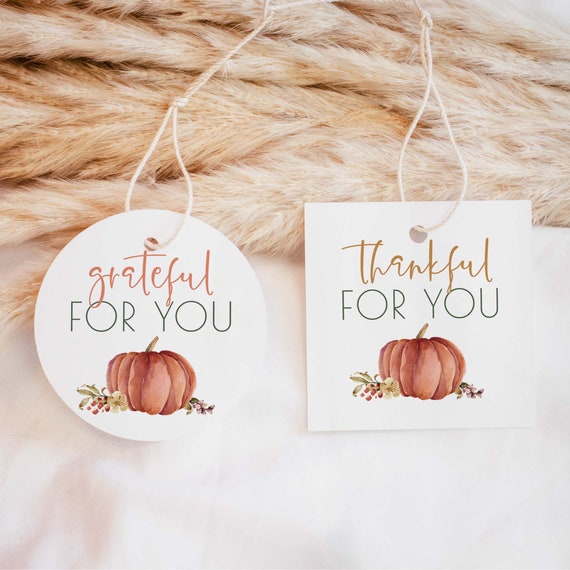 Thankful for You Favor Tag, Thanksgiving printable gift label ...