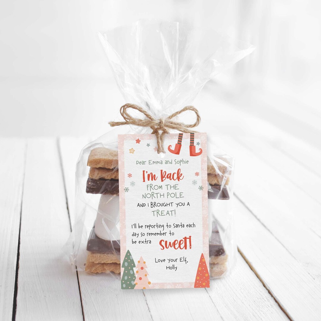 Editable Christmas Elf Arrival Tag I'm Back With a Sweet Treat Girl ...