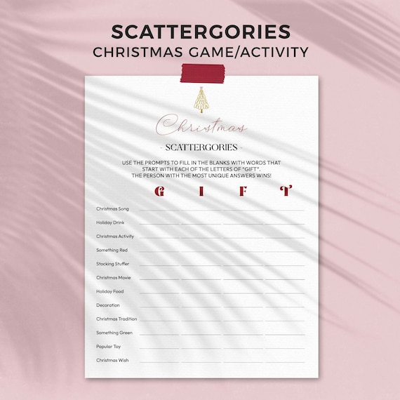 Christmas Printable Game, Scattergories | Fun family activity to play ...