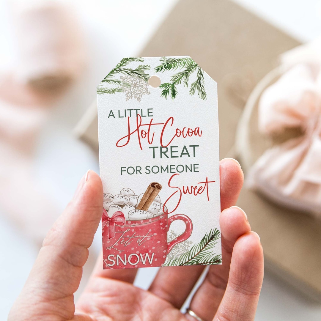Christmas Hot Cocoa Favor Tag Editable Printable | Farmhouse Hot ...
