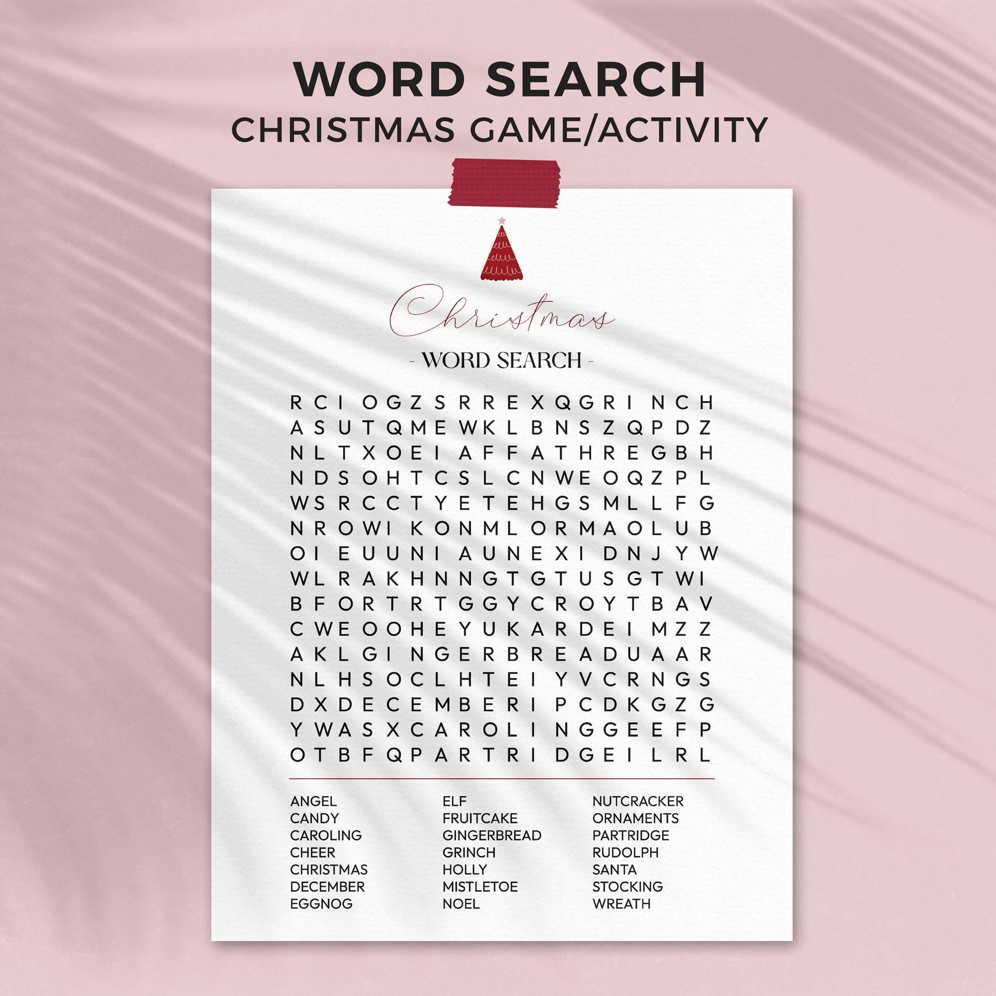 Christmas Printable Game, Word Search Modern Minimalist Teen, Family ...