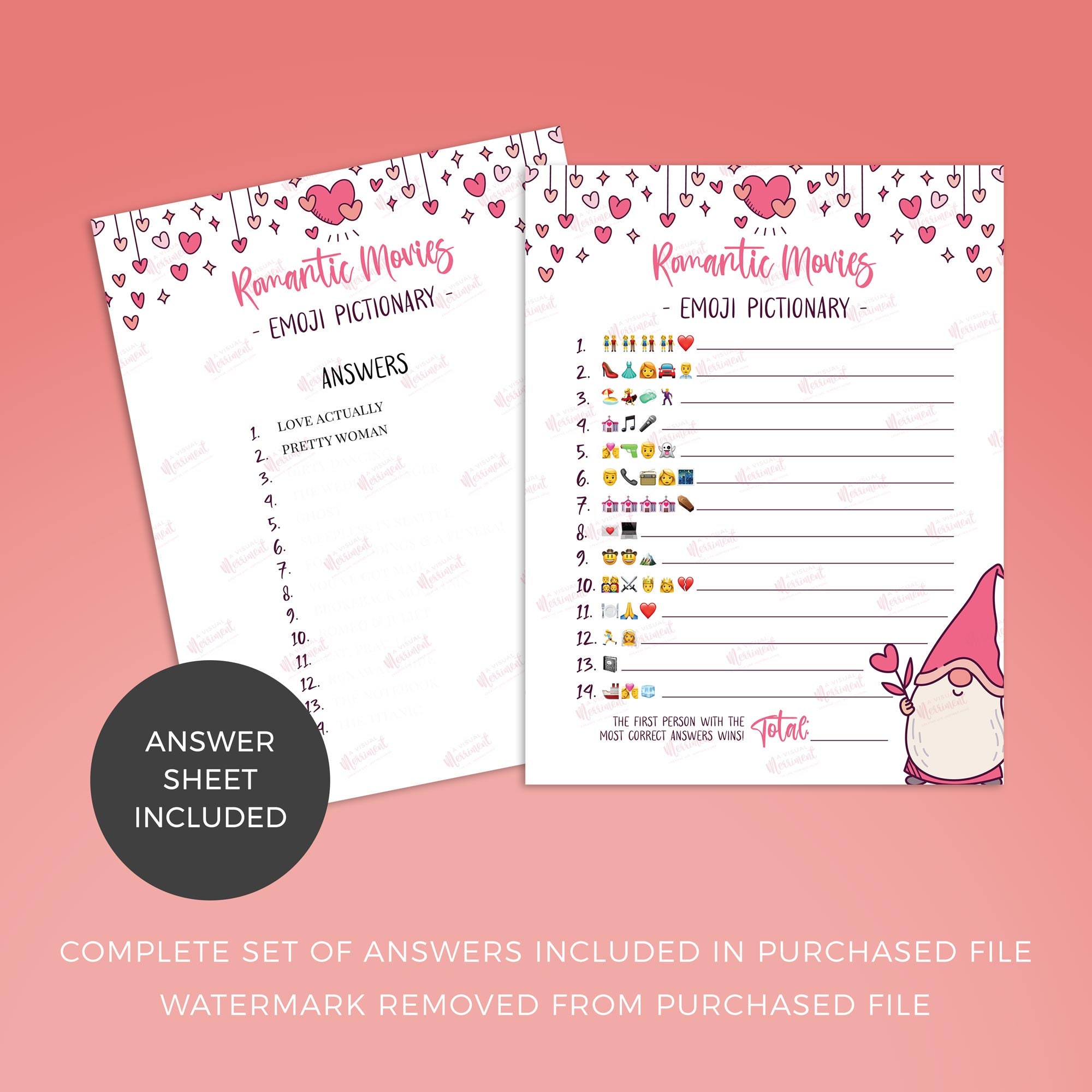 Valentines Day Printable Game, Emoji Pictionary Romantic Movies Kids ...