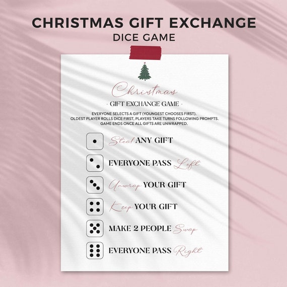 Christmas Gift Exchange Printable Game | Roll the dice game kids ...