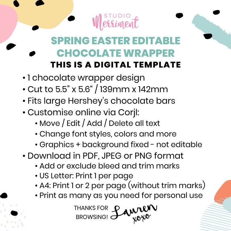 Editable Easter Candy Bar Wrapper Printable Chocolate Wrap - Etsy