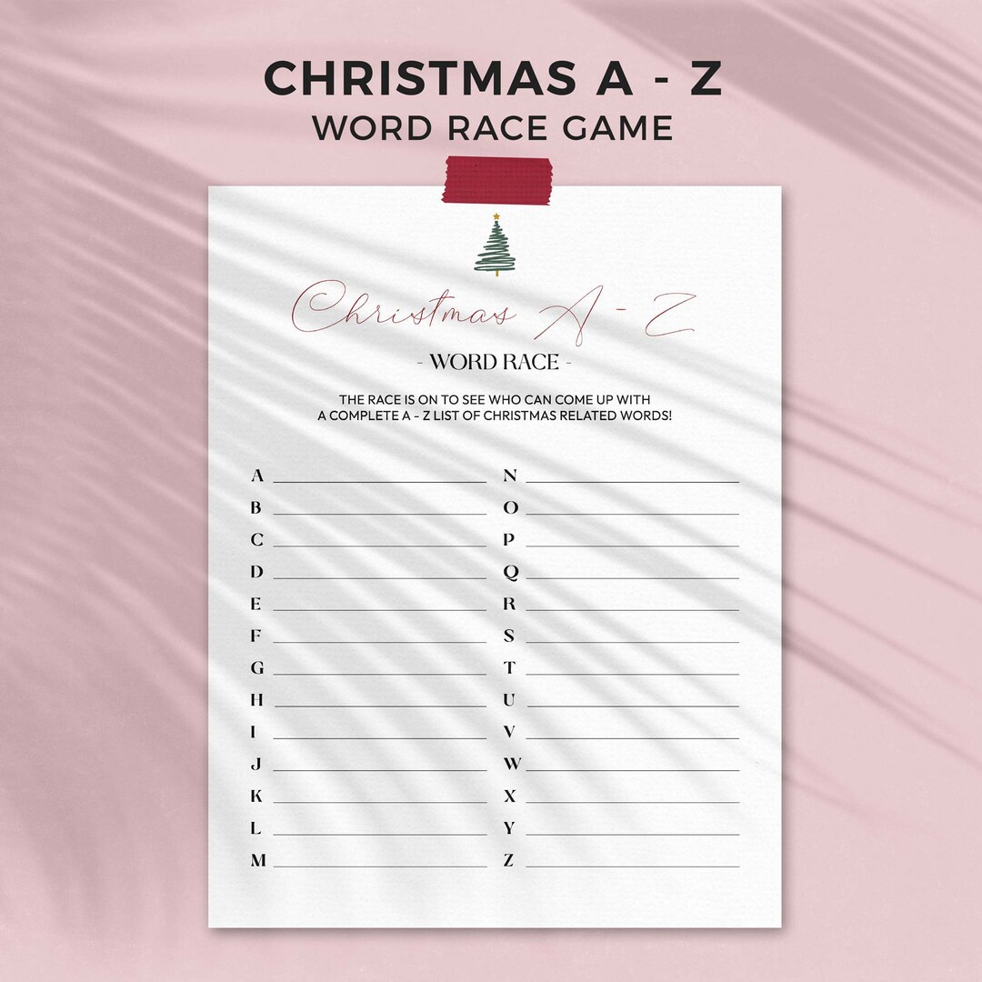 Christmas Printable Game, A - Z Word Race | Fun Family Activity to Play ...