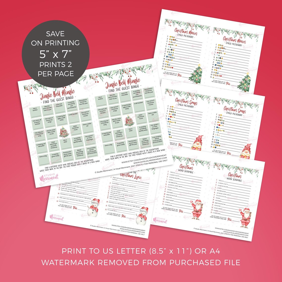 Christmas Printable Game Bundle: Emoji Pictionary Jingle - Etsy