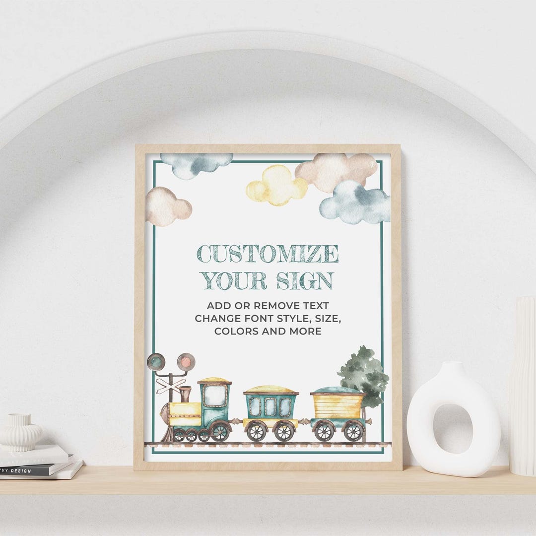 Editable Vintage Train Party Sign Printable Template | Boys Birthday ...