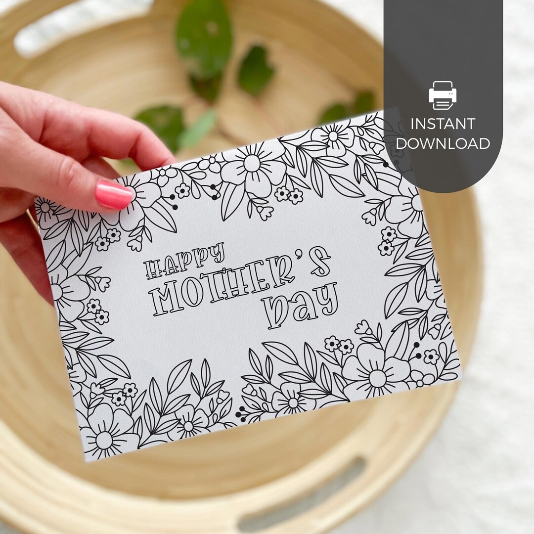 Printable Coloring Happy Mother's Day Card for Mom | DIY Kids Classroom ...