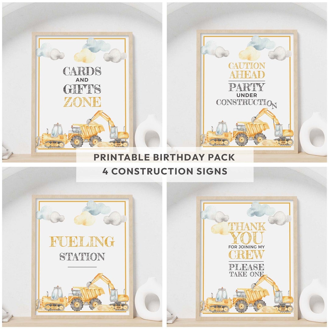 Construction Printable Party Sign Bundle | Boys Birthday Table Decor ...