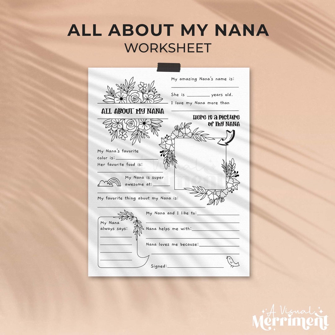 All About Nana Mother's Day Printable Gift Questionnaire | Fill in the ...