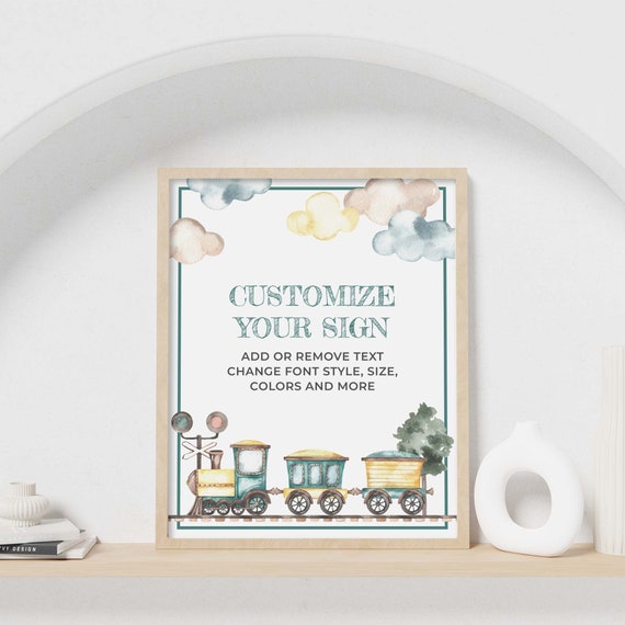 Editable Vintage Train Party Sign printable template | Boys Birthday ...