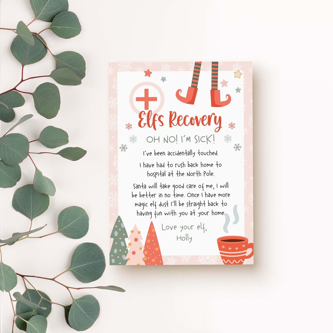 Editable Christmas Elf I'm Sick Recovery Letter Girl, Christmas If ...