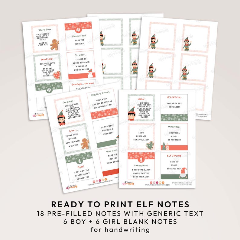 Editable Printable Elf Notes & Activity Cards | Christmas Elf Letters ...