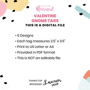 Printable Gnome Valentine Gift Tag Cute Gnomie Classroom Valentines Day ...