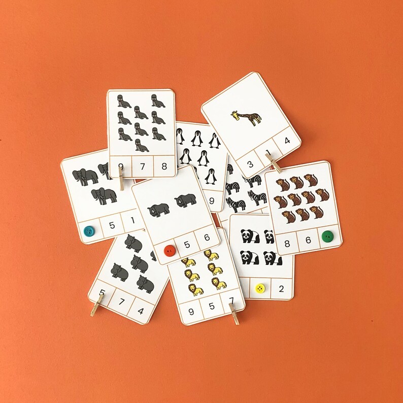 COUNT CLIP Kids Zoo Animal Cards Montessori Number - Etsy Australia